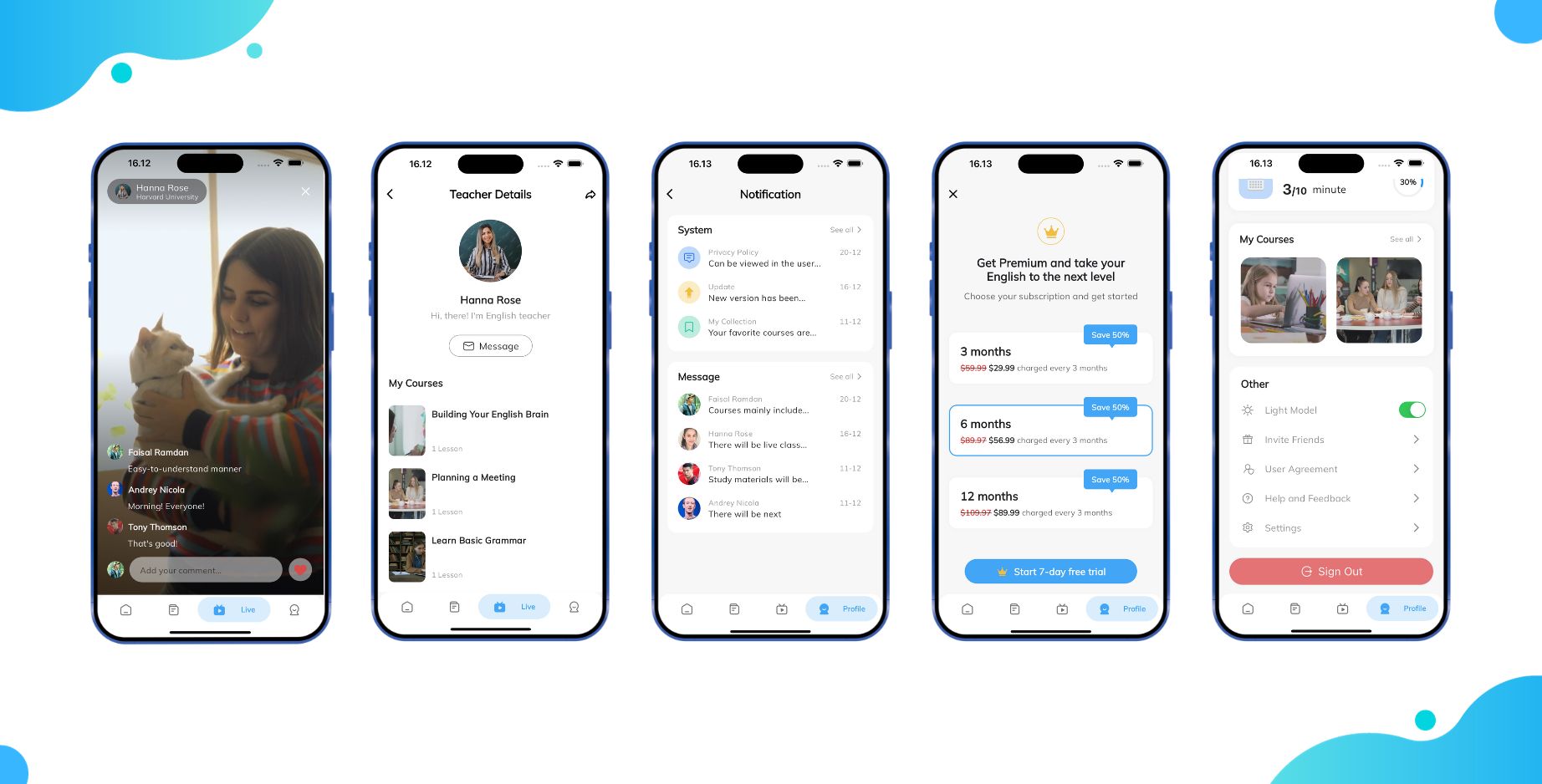 Flutter E-Learning App UI Template | English Course App (UI only) by codingyourlife